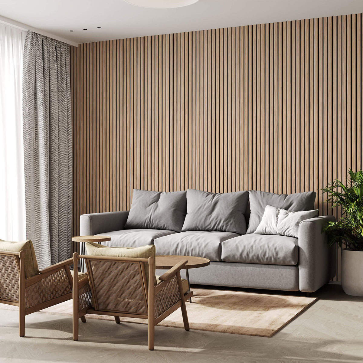 Panel Acústico Walleu 240 x 60cm | Roble Natural Fieltro Negro